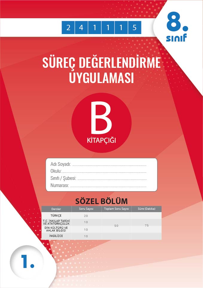 Altın Nokta yayınevi . Nartest 8. Sınıf Süreç Değerlendirme Kasım B Söz ...